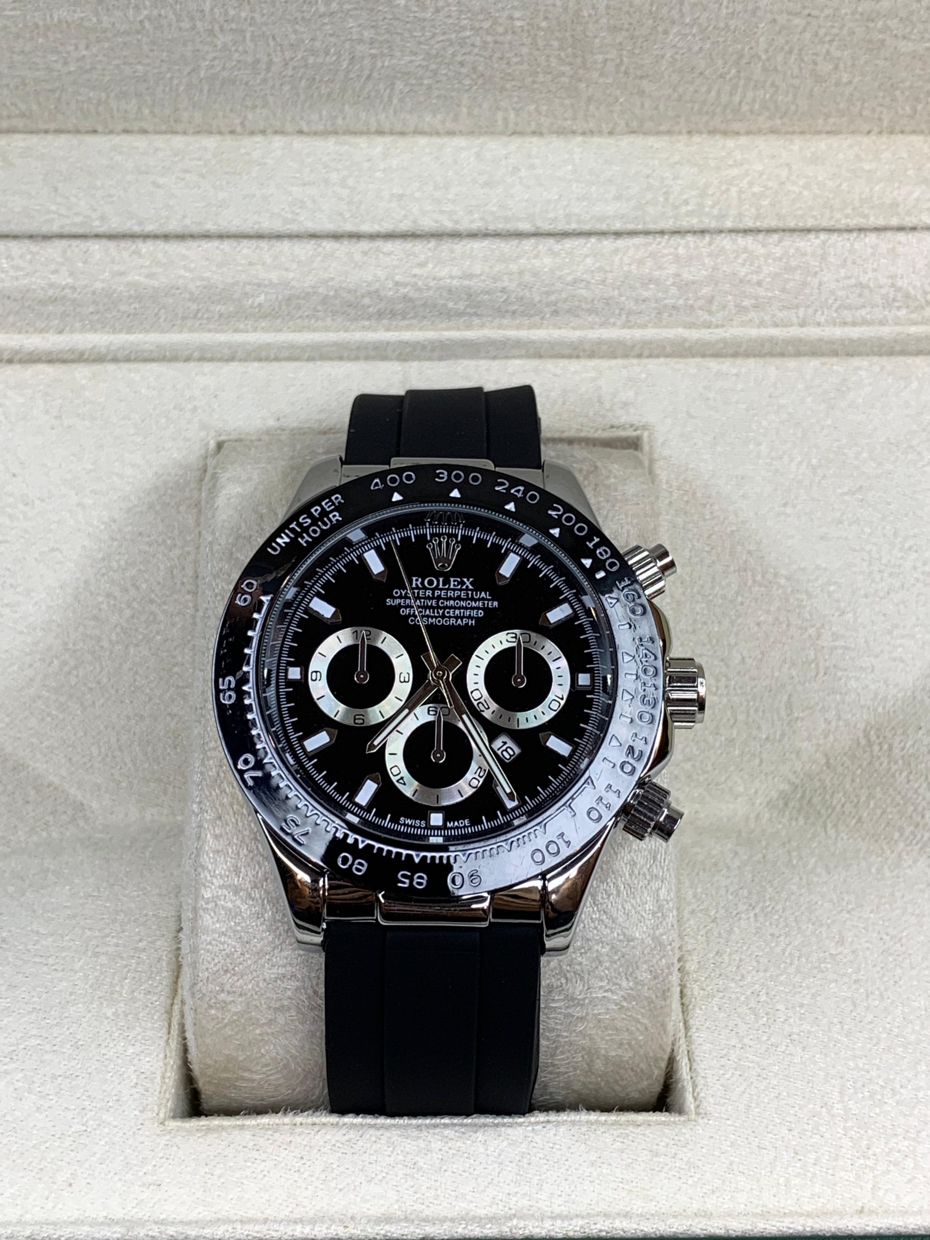 Rlx Daytona Silver Black Dial – Premiere Watches