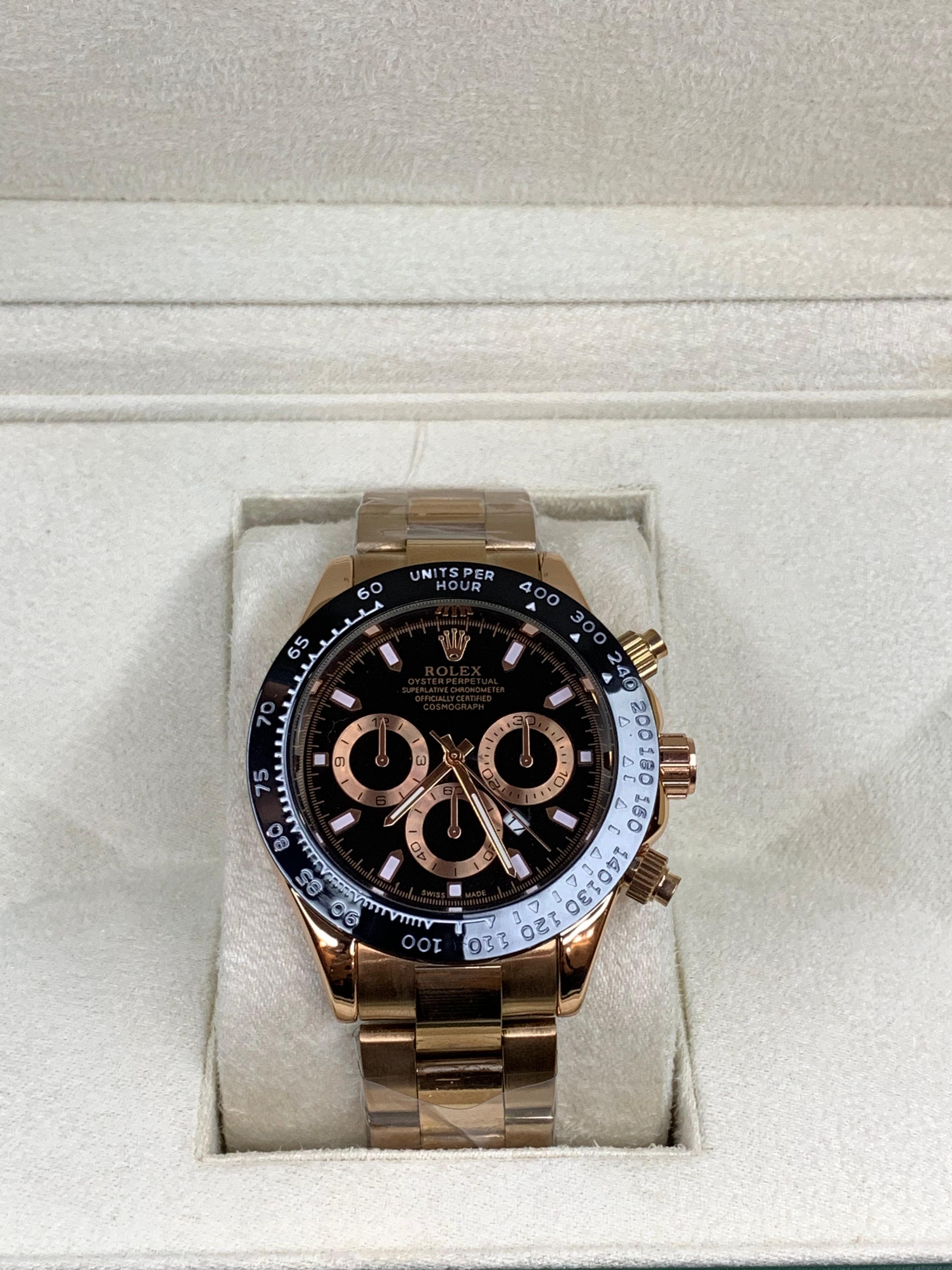 Rlx Daytona RoseGold Black Dial – Premiere Watches